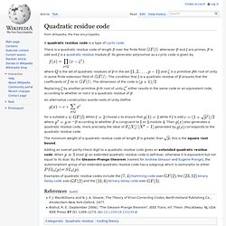 Quadratic Residue Code